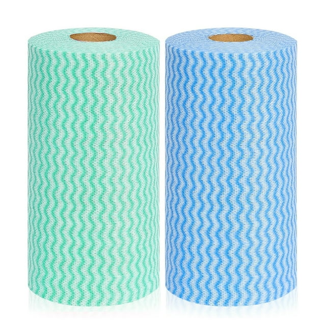 2 Rolls of 100 Sheets,Reusable Cleaning Wipe, Household &Kitchen Towels ...