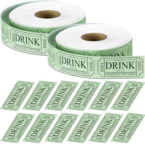 2 Rolls 1000 Pcs Free Drink Beverage Ticket Roll Raffle Party Tickets ...