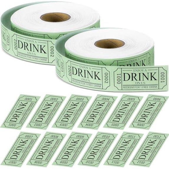 2 Rolls 1000 Pcs Free Drink Beverage Ticket Roll Raffle Party Tickets ...