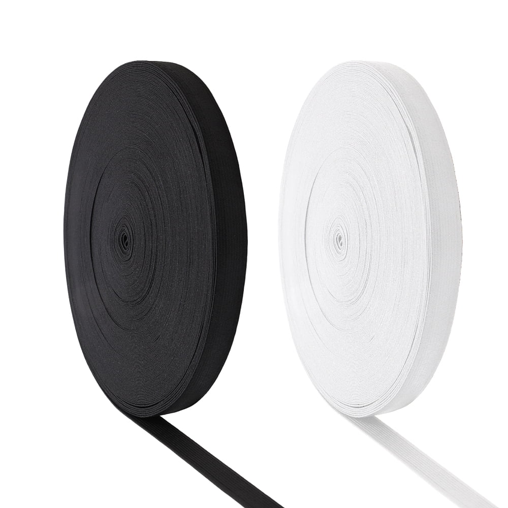 2 Rolls 11Yard White and 11 Yard Black Elastic Bands Solid Color Trim ...