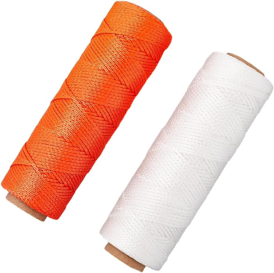 2 Rolls 166 Yards Nylon Thread Orange White Strong Bonded Mason Heavy ...