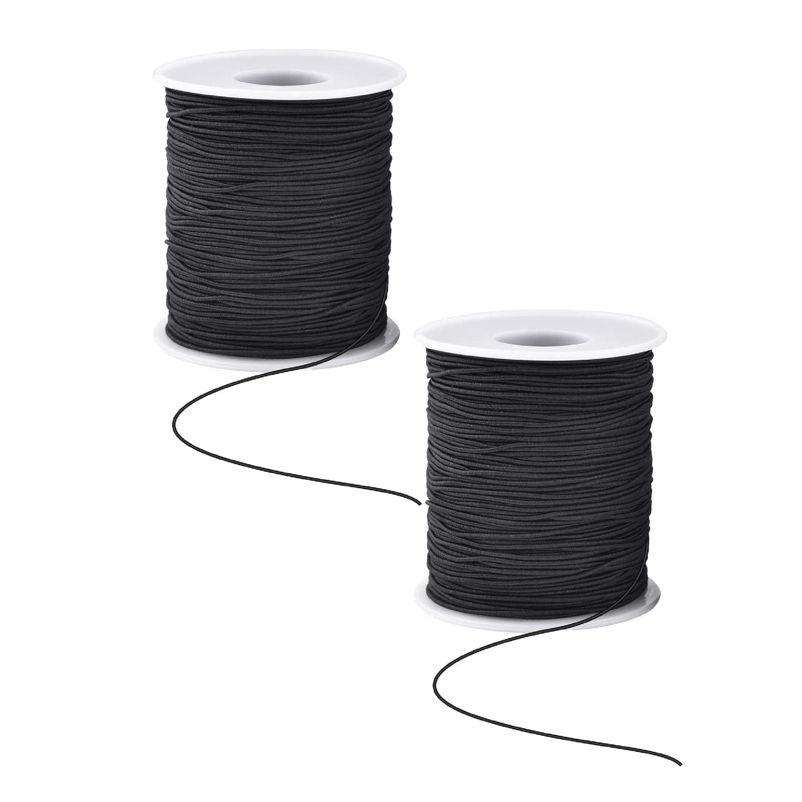 2 Rolls 1mm Black Elastic Cord Beading Thread Stretch String for ...