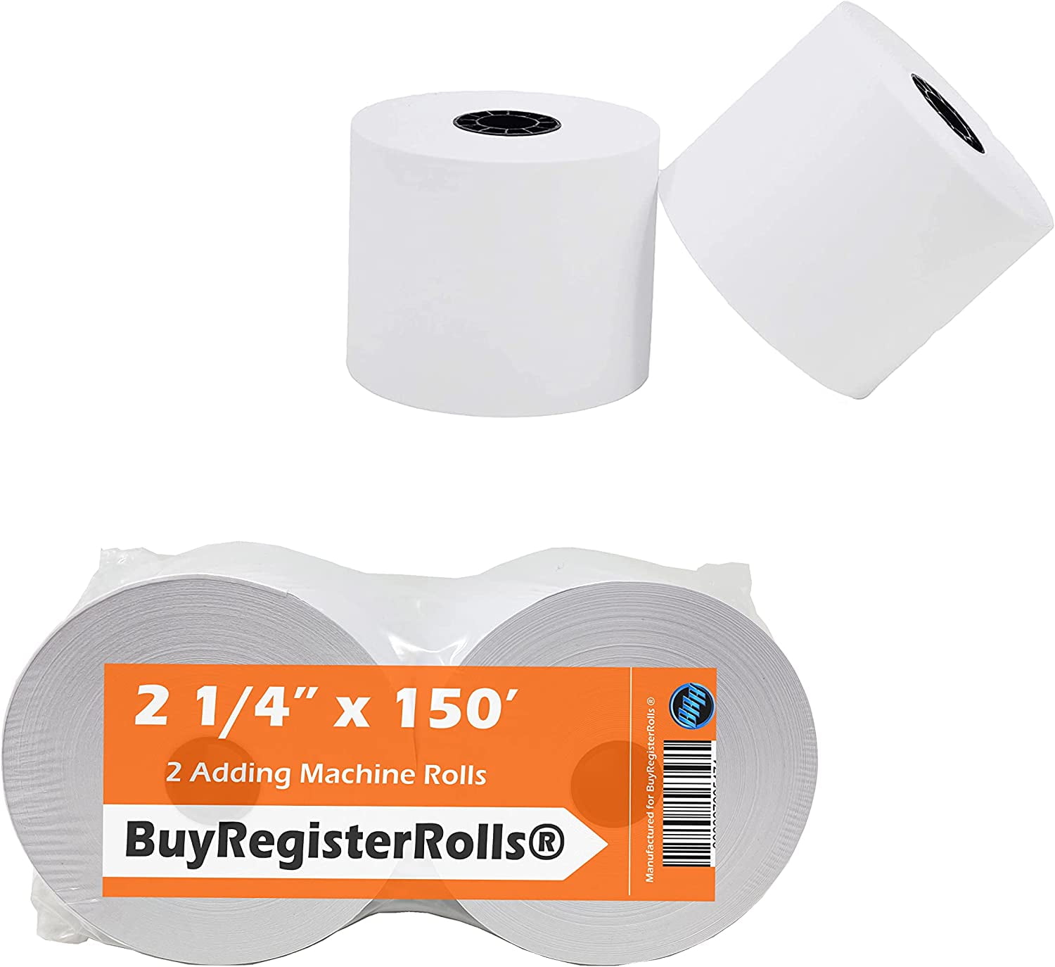 (2 Rolls) 2 1/4 x 150 ft, White, adding machine tape Paper Rolls ...