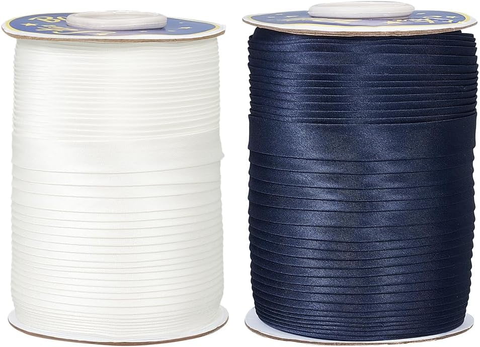 2 Rolls 2 Colors 80M Polyester Satin Ribbons Fold Over Edged Ribbon ...