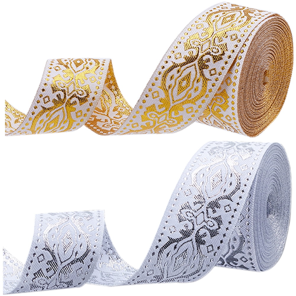 2 Rolls 2 Colors Ethnic Style Polyester Silk Grosgrain Ribbon Double ...