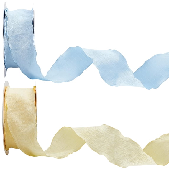 2 Rolls 2 Colors Polyester Ruffled Ribbon for Sewing Decoration Mixed ...