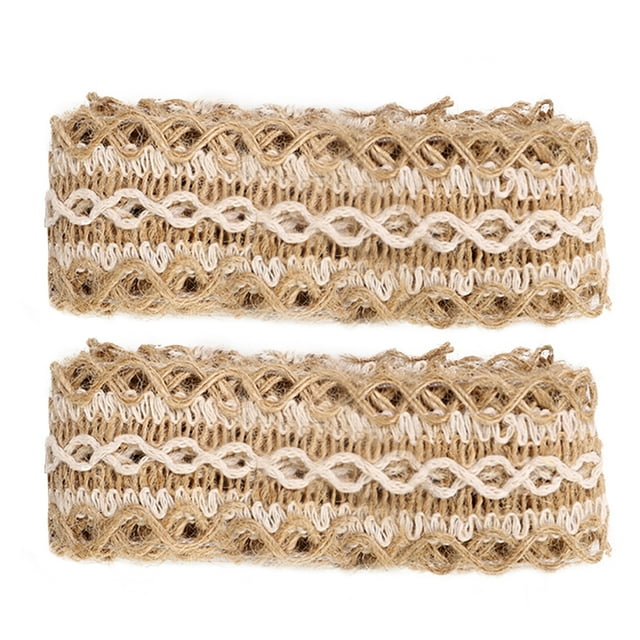 2 Rolls 2 Meters Natural Burlap Ribbon Roll for Bows Wreaths DIY Crafts ...