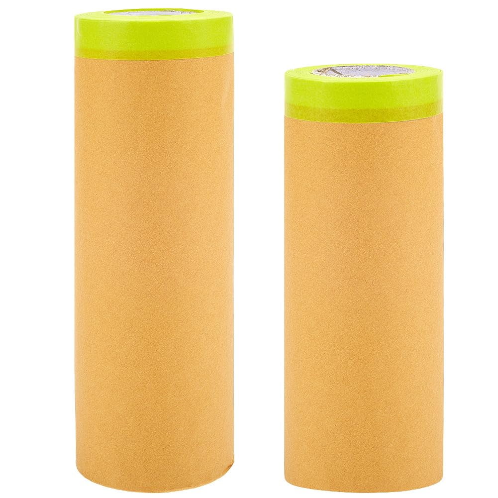 2 Rolls 2 Sizes Painter Tape Paper Pre Taped Masking Waterproof ...