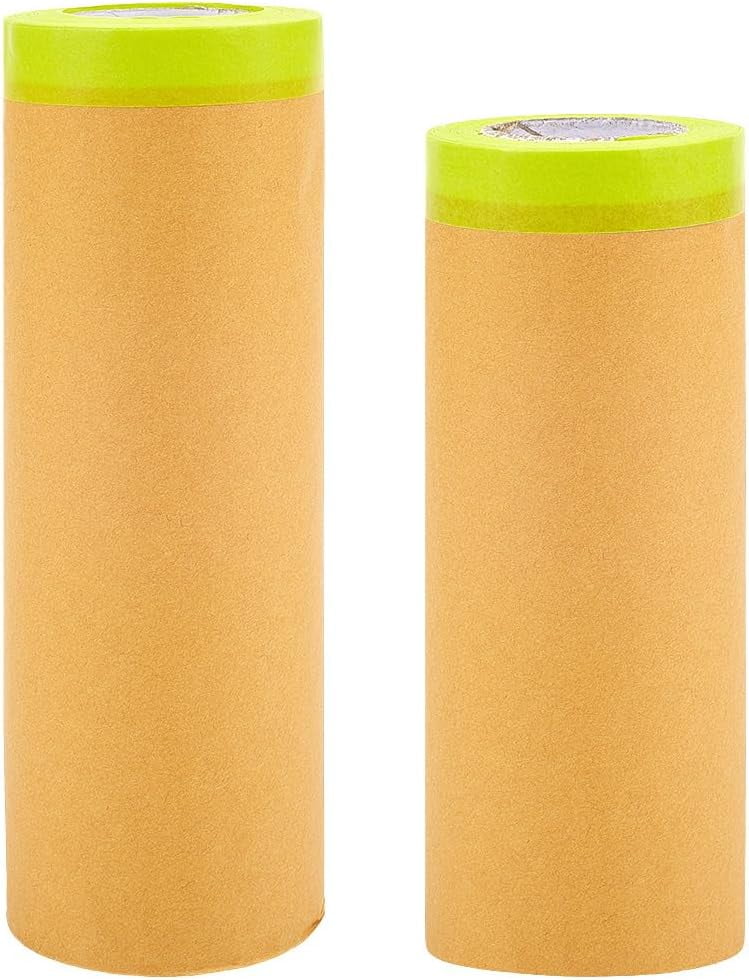 2 Rolls 2 Styles Masking Paper Automotive Paint Paper Roll with Tape ...