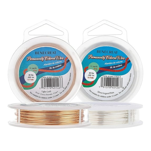 2 Rolls 20 Gauge/0.8mm Jewelry Wire Light Gold/Silver Resistant Copper ...
