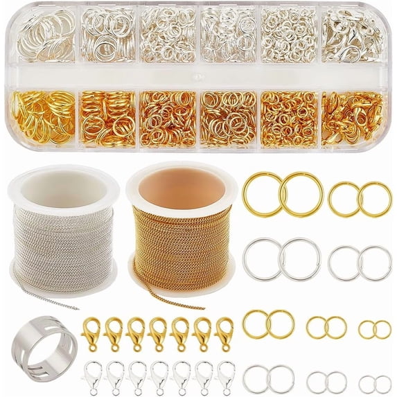 2 Rolls 20M/65.6 Feet Jewelry Curb Chain Gold Jewelry Making Kit Chains ...