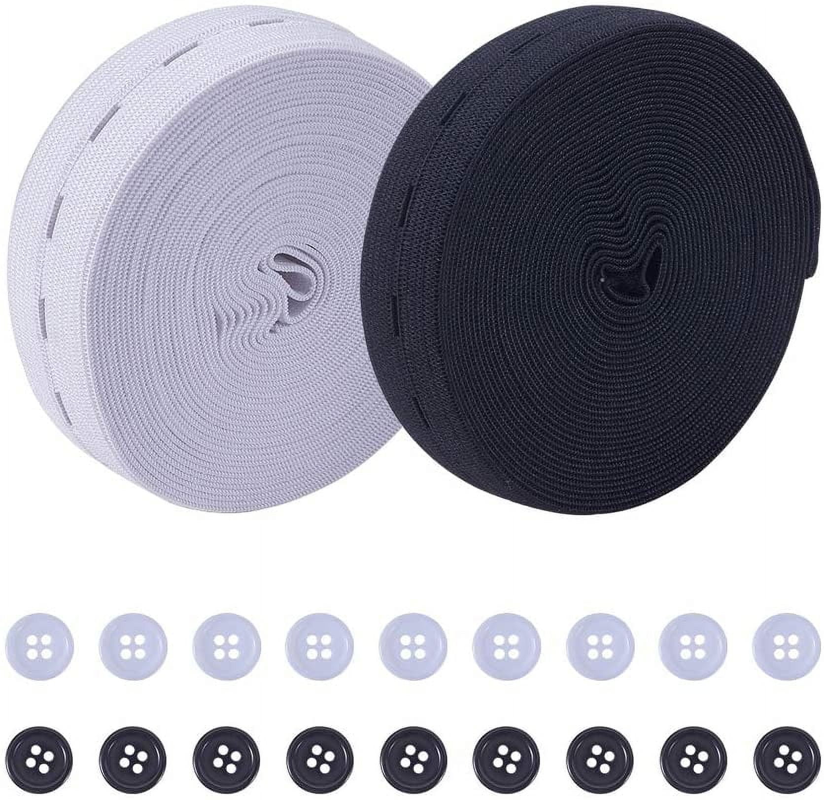 2 Rolls 20mm (5.46 Yard/roll) Flat Rubber Elastic Band with 20 Pcs ...