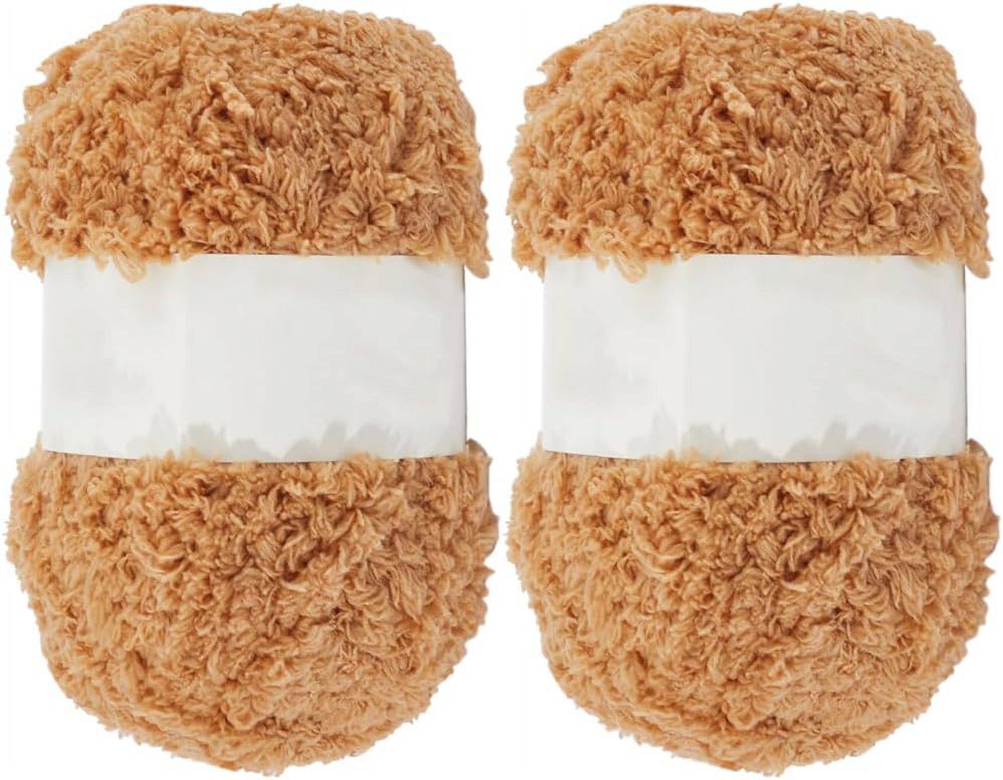 2 Rolls 218 Yards Soft Coral Velvet Yarn Chenille Fluffy Sheepy Yarn ...