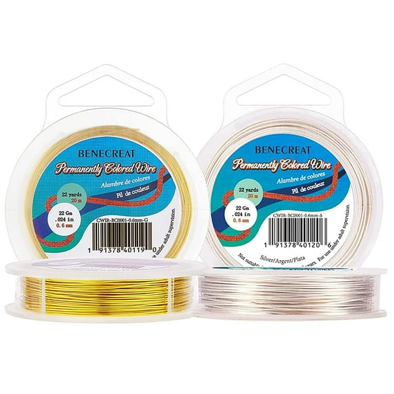 2 Rolls 22-Gauge Resistant Silver/Gold Coil Wire 132-Feet/44-Yard in ...