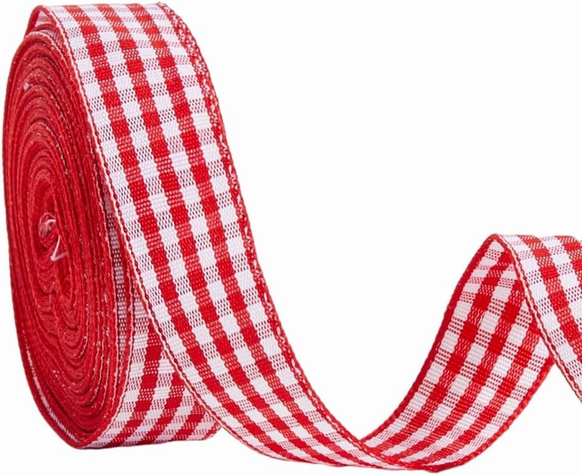 2 Rolls 22 Yards x 0.63 Inch Gingham Ribbon Red and White Plaid Buffalo ...