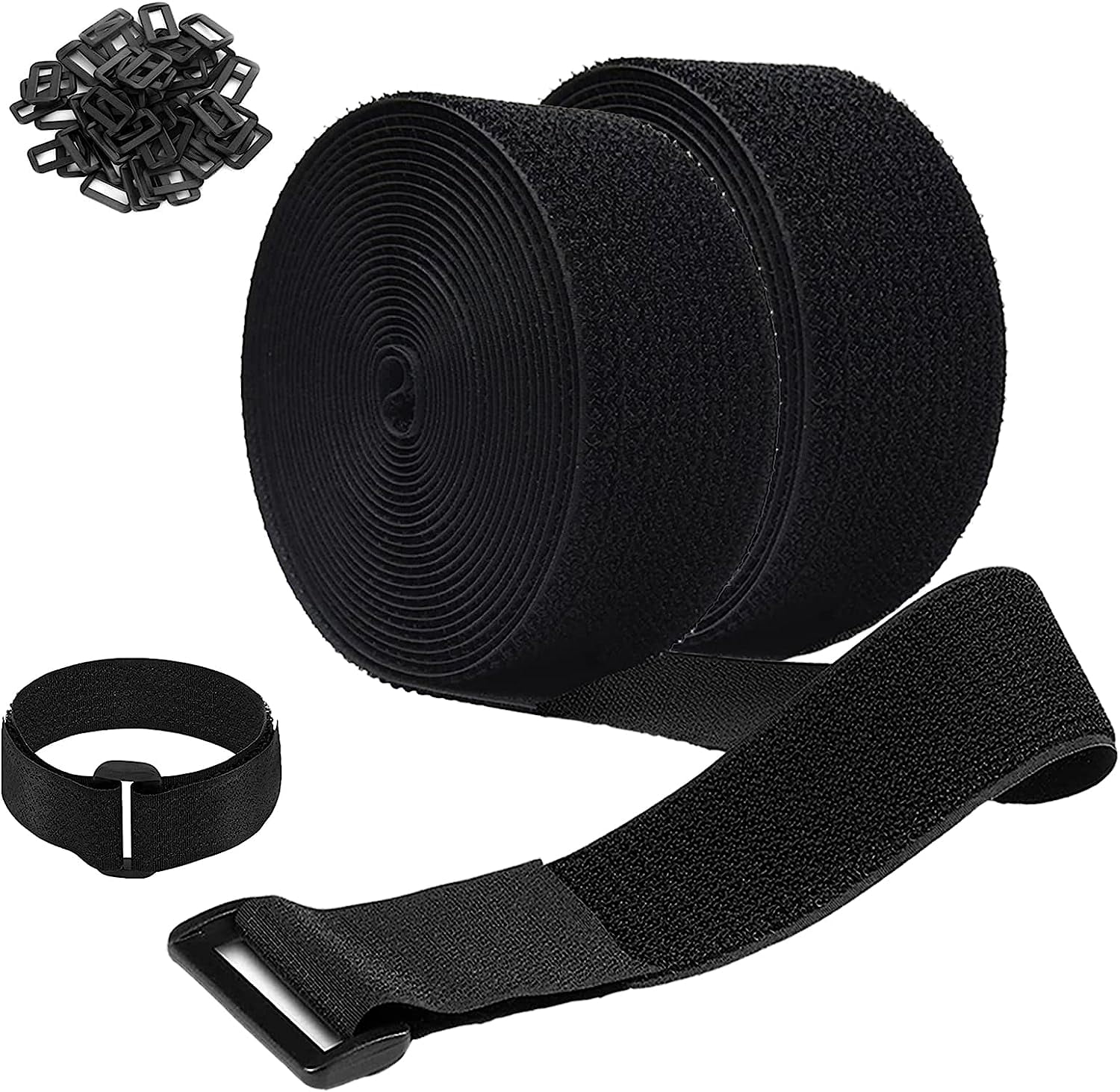 2 Rolls 26FT inch Wide Cable Straps with 20 Buckles, Heavy Duty Nylon ...