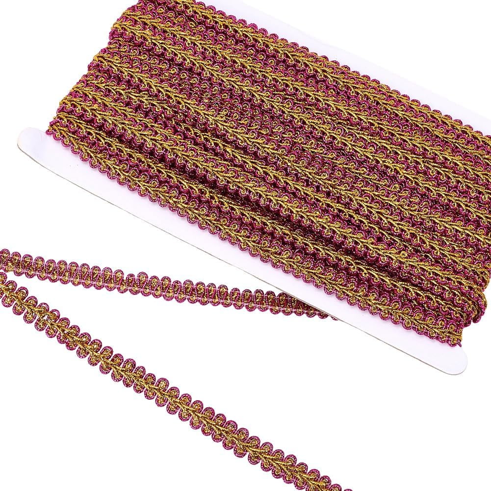 2 Rolls 29.52 Yards Red Gimp Braid Trim Gold Metallic Glitter Woven ...