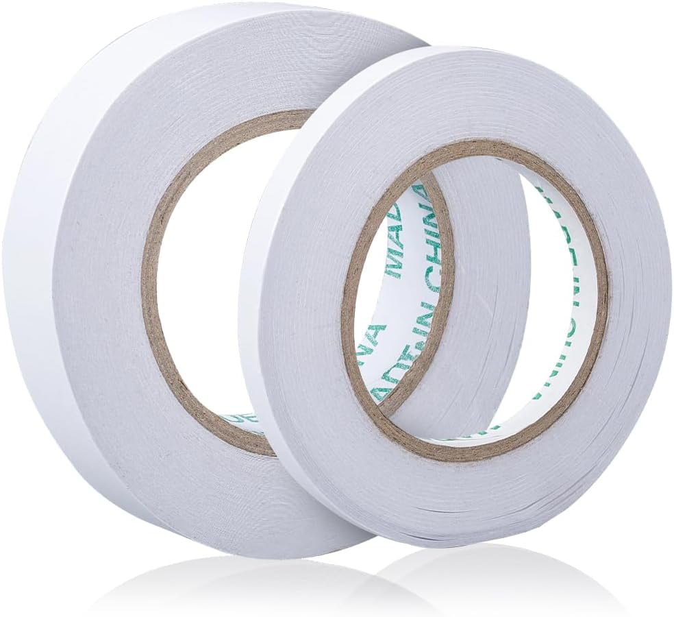 2 Rolls 32.8 Feet Double-Sided Sticky Fabric Tape Paper Adhesive Cloth ...