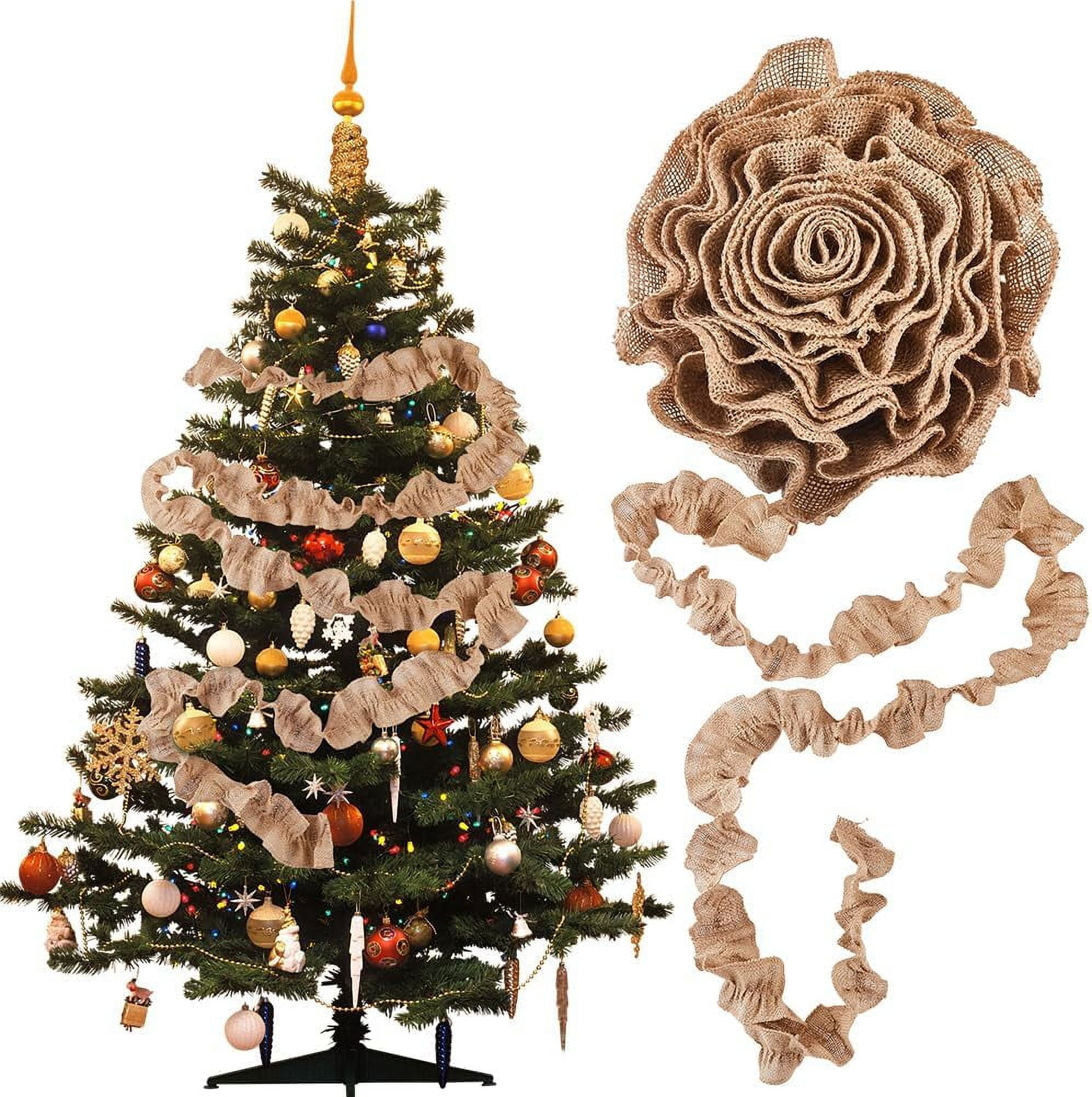 2 Rolls 5.4M/17.7 Feet Rustic Burlap Christmas Garland Burlap Ribbon ...