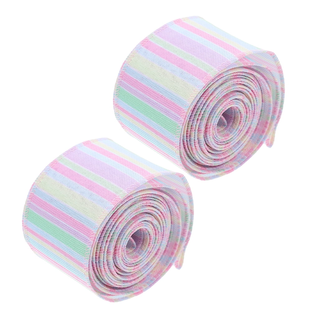 2 Rolls 5cm Wide Easter Fabric Ribbon Wired Edge Colorful Ribbon ...