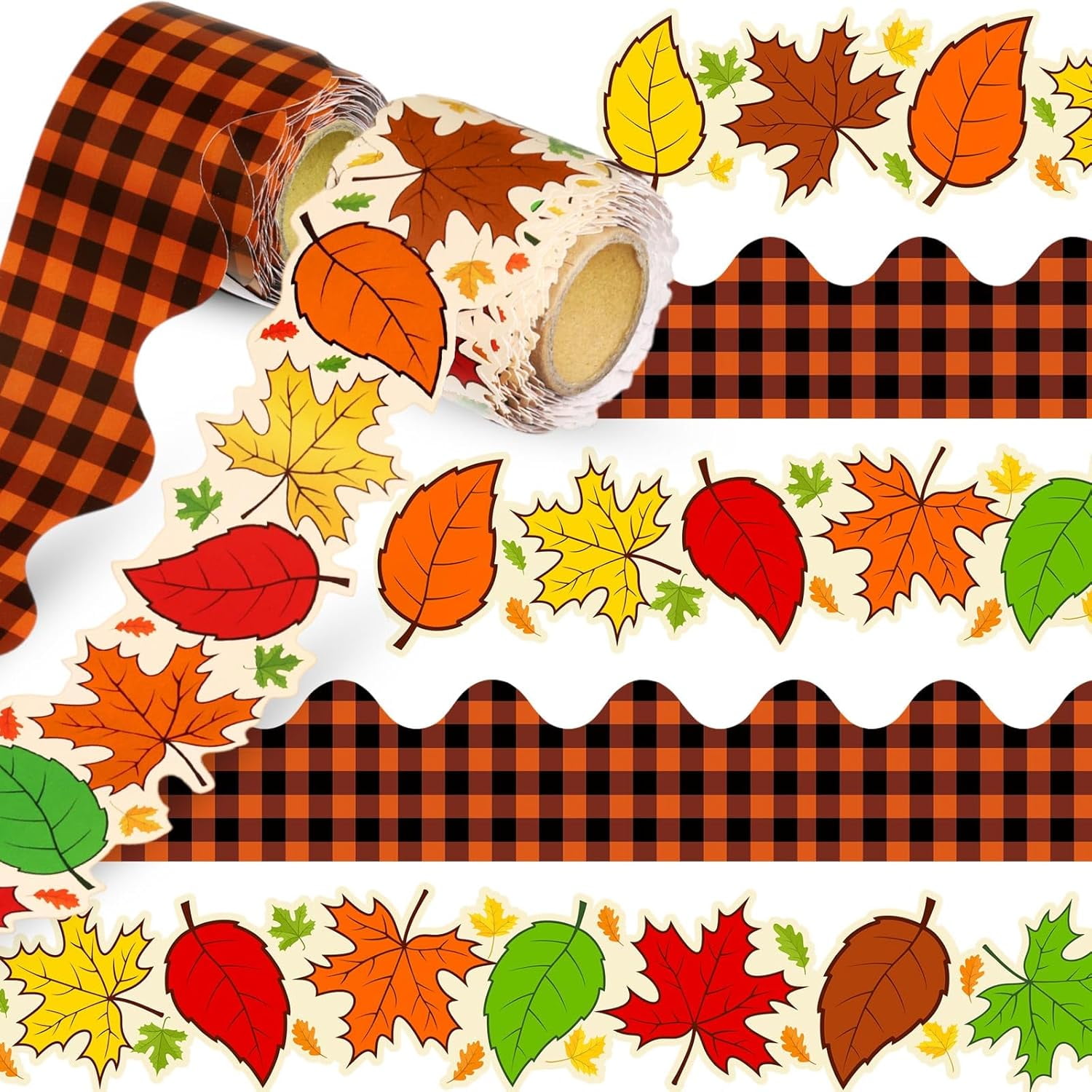 2 Rolls 65.6ft Fall Bulletin Board Borders Maple Leaves Rolled Bulletin ...