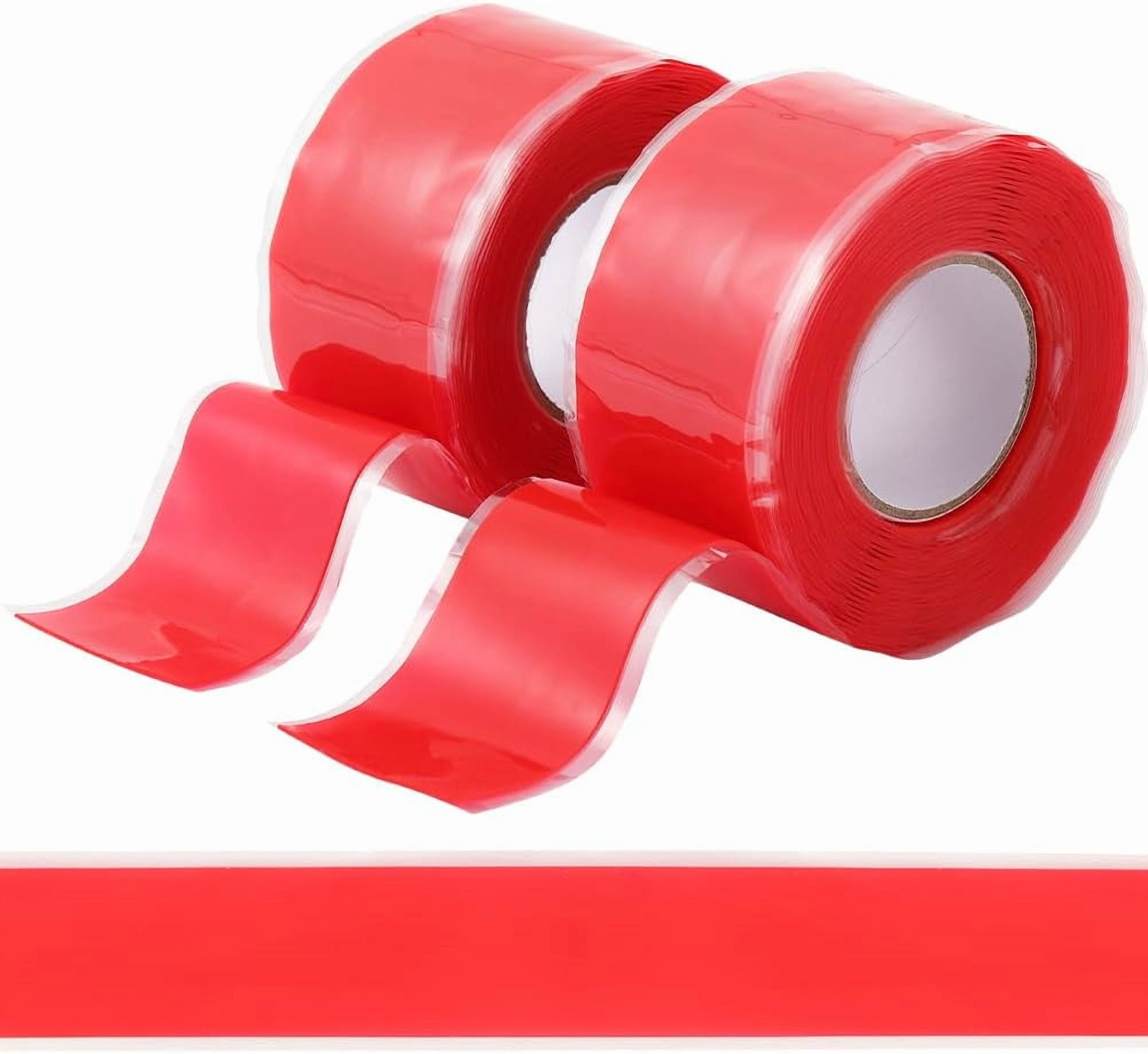 2 Rolls 6m*25mm Self Fusing Silicone Tape Red Waterproof Repair Sealing ...