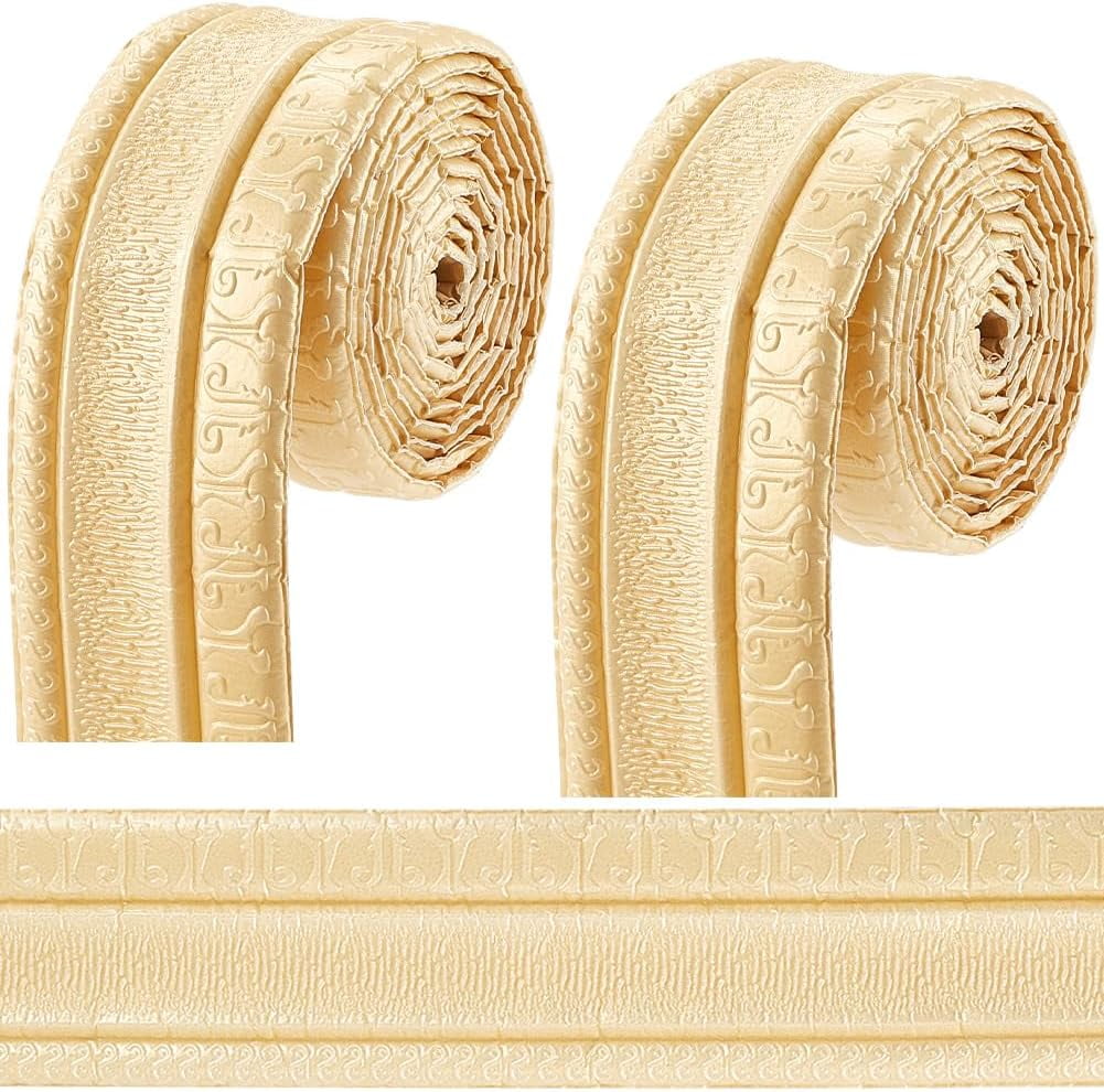 2 Rolls 91x3 Inch Navajo White 3D Wall Edging Foam Flexible Wallpaper ...