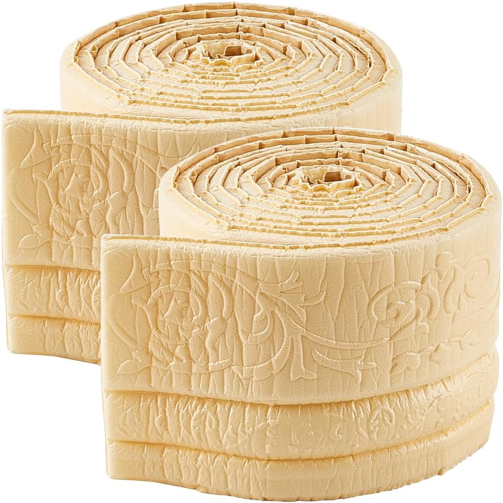 2 Rolls 91x4 Inch Crown Molding Peel and Stick Beige 3D Wall Edging ...