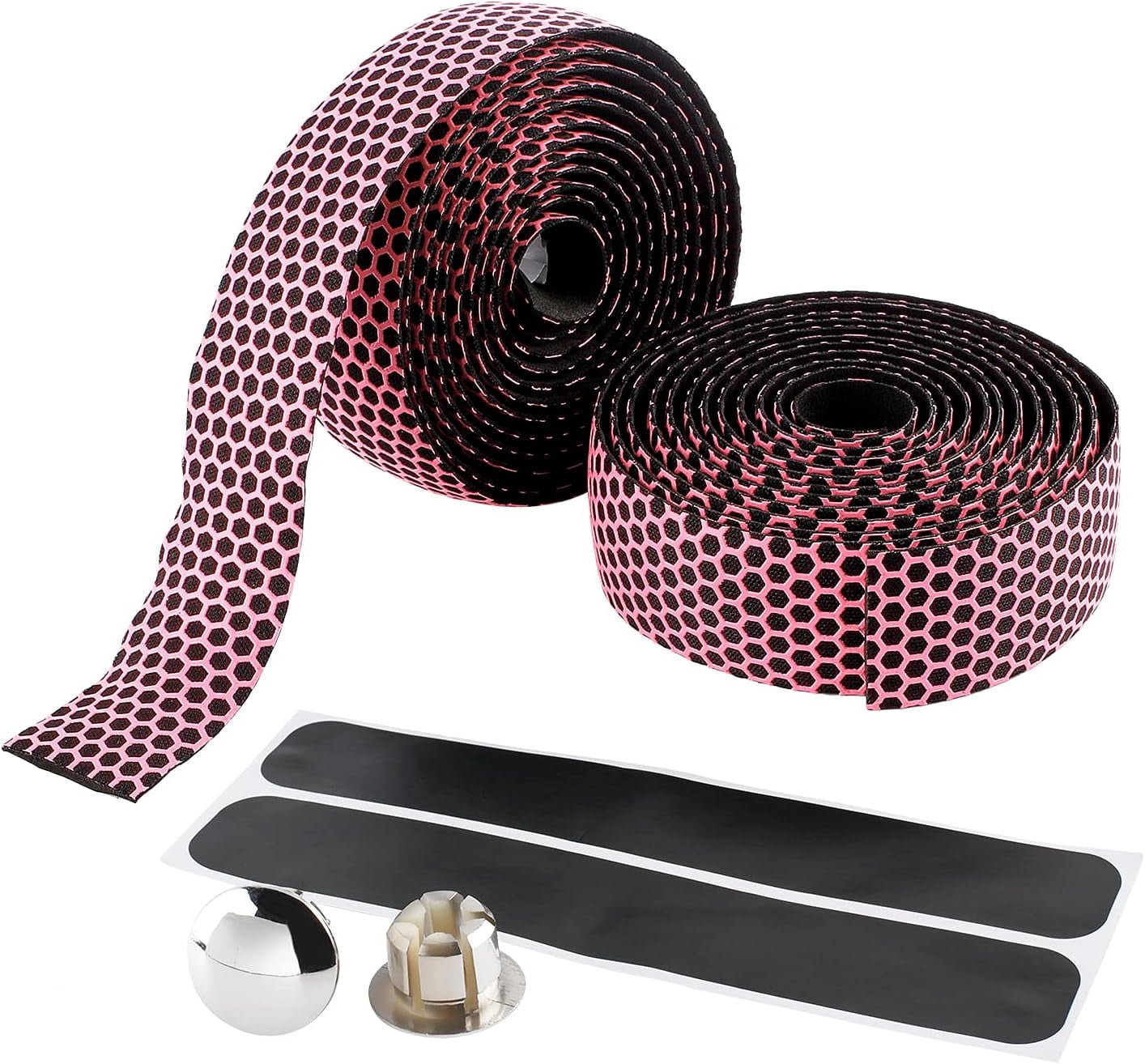 2 Rolls Bike Handlebar Tape Pink Bicycle Handle Bar Tape with 2 PCS End ...