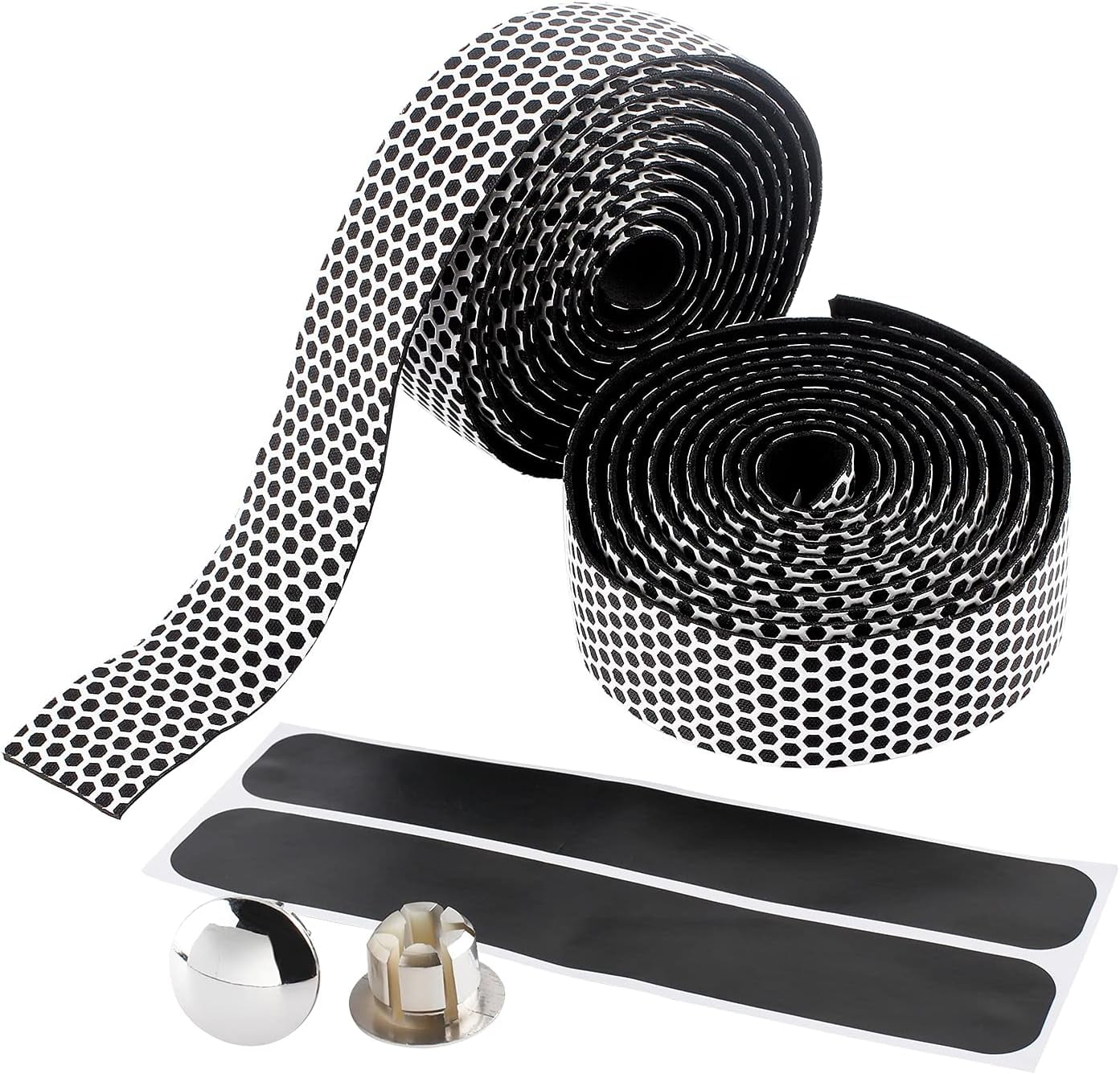 2 Rolls Bike Handlebar Tape White Bicycle Handle Bar Tape with 2 PCS End Plugs and Finishing ...