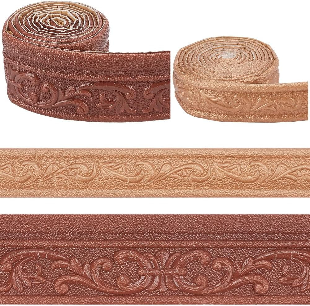 2 Rolls Brown Flexible Molding Peel and Stick Trim 3D Sticky Foam ...