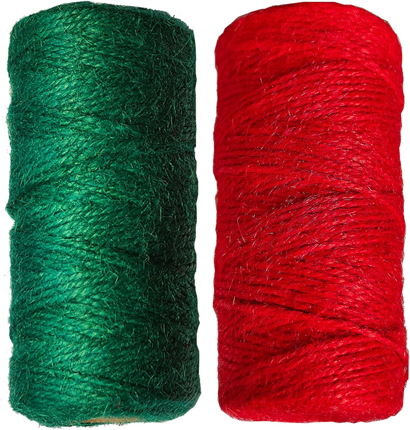 2 Rolls Christmas Jute Twine, 328 Feet x 2mm Red Green Jute Twine ...