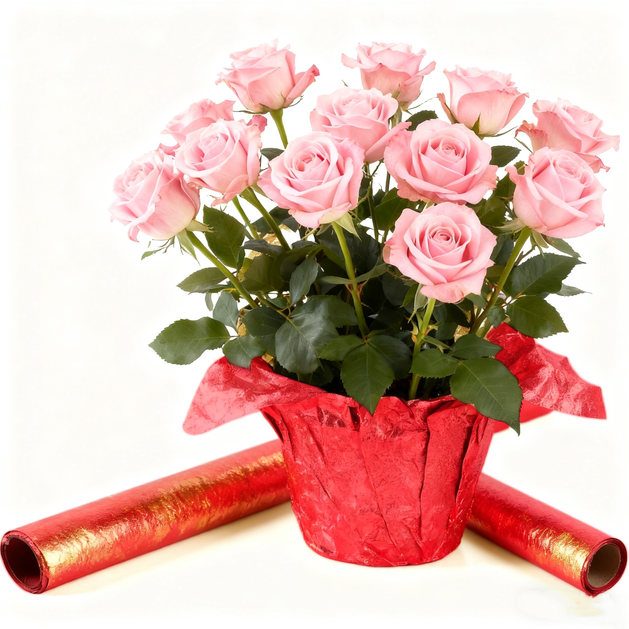 2 Rolls Christmas Plant Pot Floral Foil, 10 Yard Matte Texture Floral ...