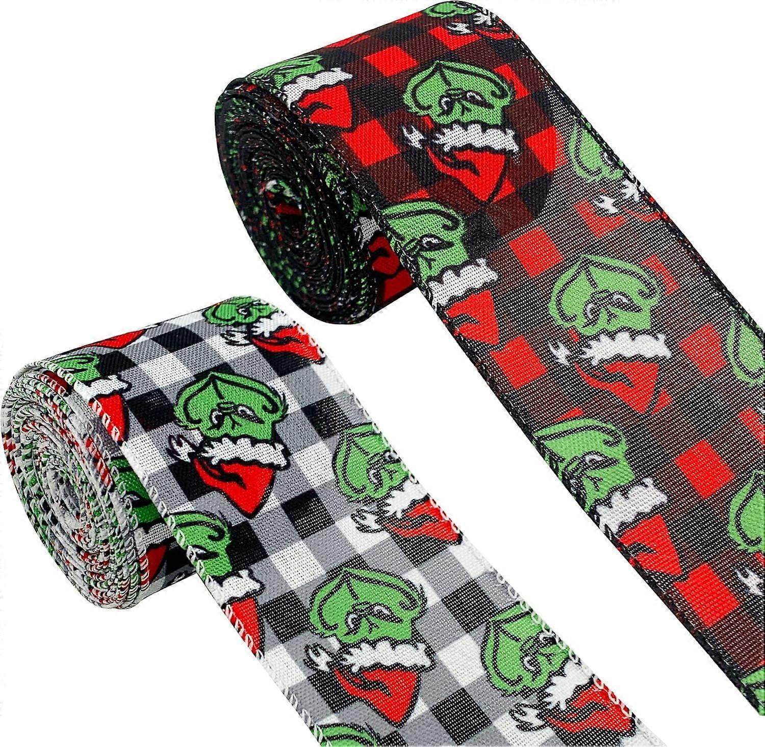 2 Rolls Christmas Wired Edge Ribbons 2.5 Inch Wide 10 Yards Buffalo ...