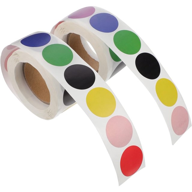 2 Rolls Color Coded Dot Stickers Gift Tags Round Stickers Circle Labels ...