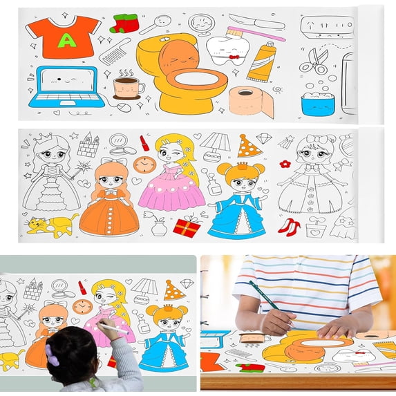 2 Rolls Coloring Paper Rolls,Drawing Roll, Sticky Drawing Paper Roll ...