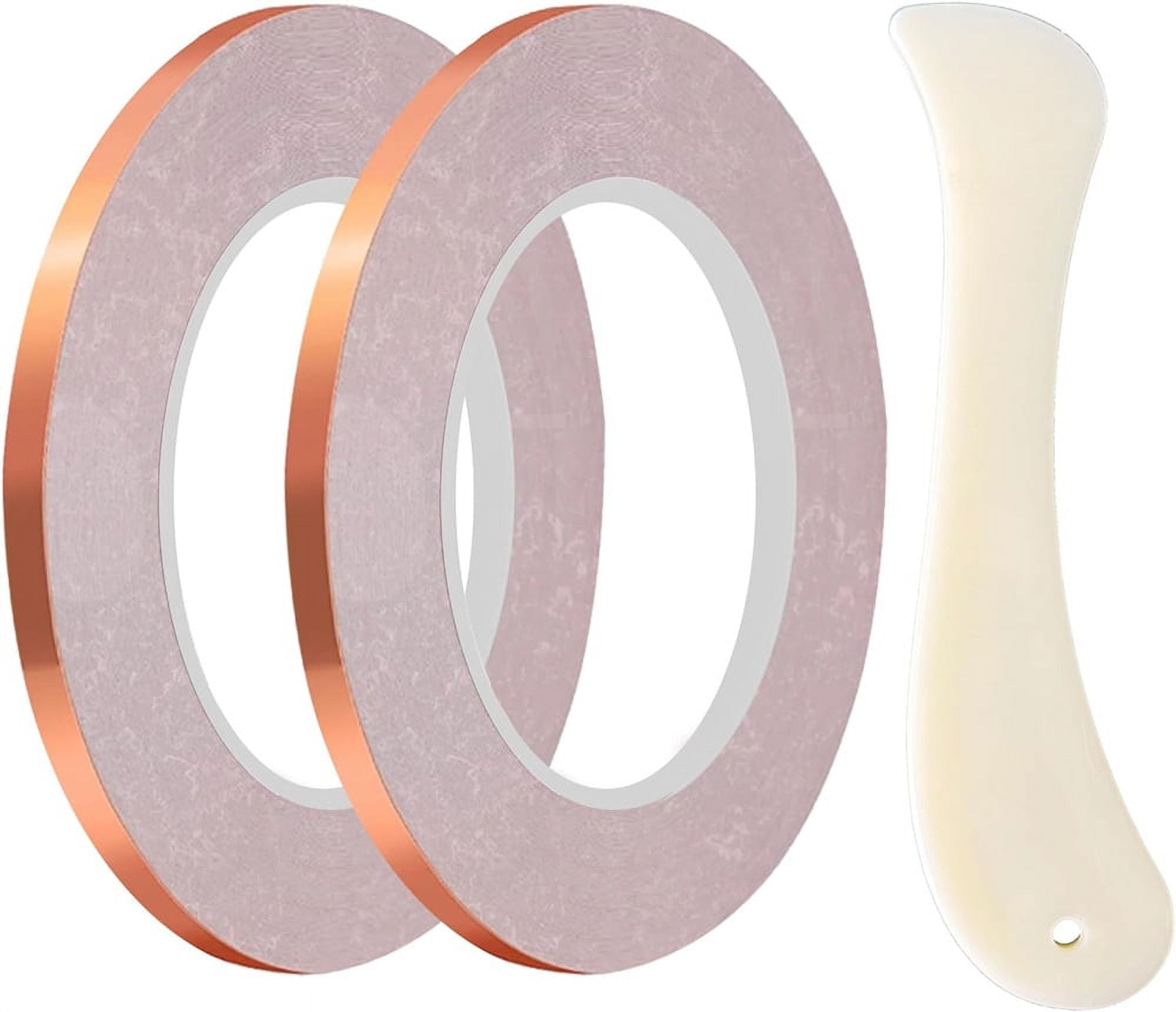 2 Rolls Copper Foil Tape, 1/4 Inch Wide Adhesive Copper Foil Tape for Stained Glass Double-Sided ...