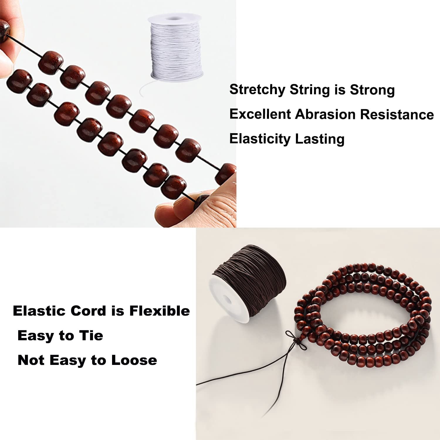 2 Rolls DIY Core Covered Elastic Line of Stretchy Beading Cord,0.8 mm ...