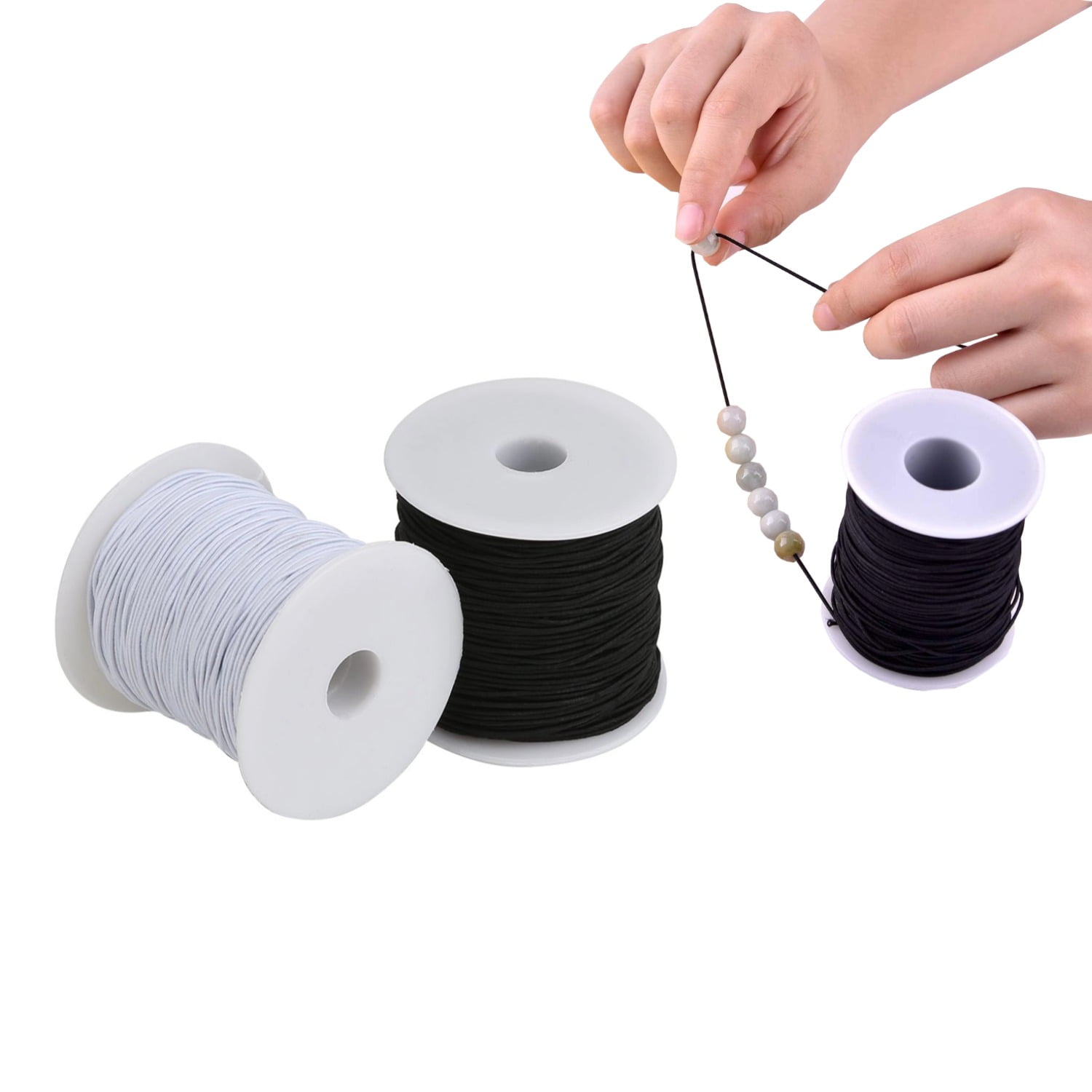 2 Rolls DIY Elastic Beading Cord Stretchy Bracelet String 1.5mm Bead Jewelry Making Rope 40m ...