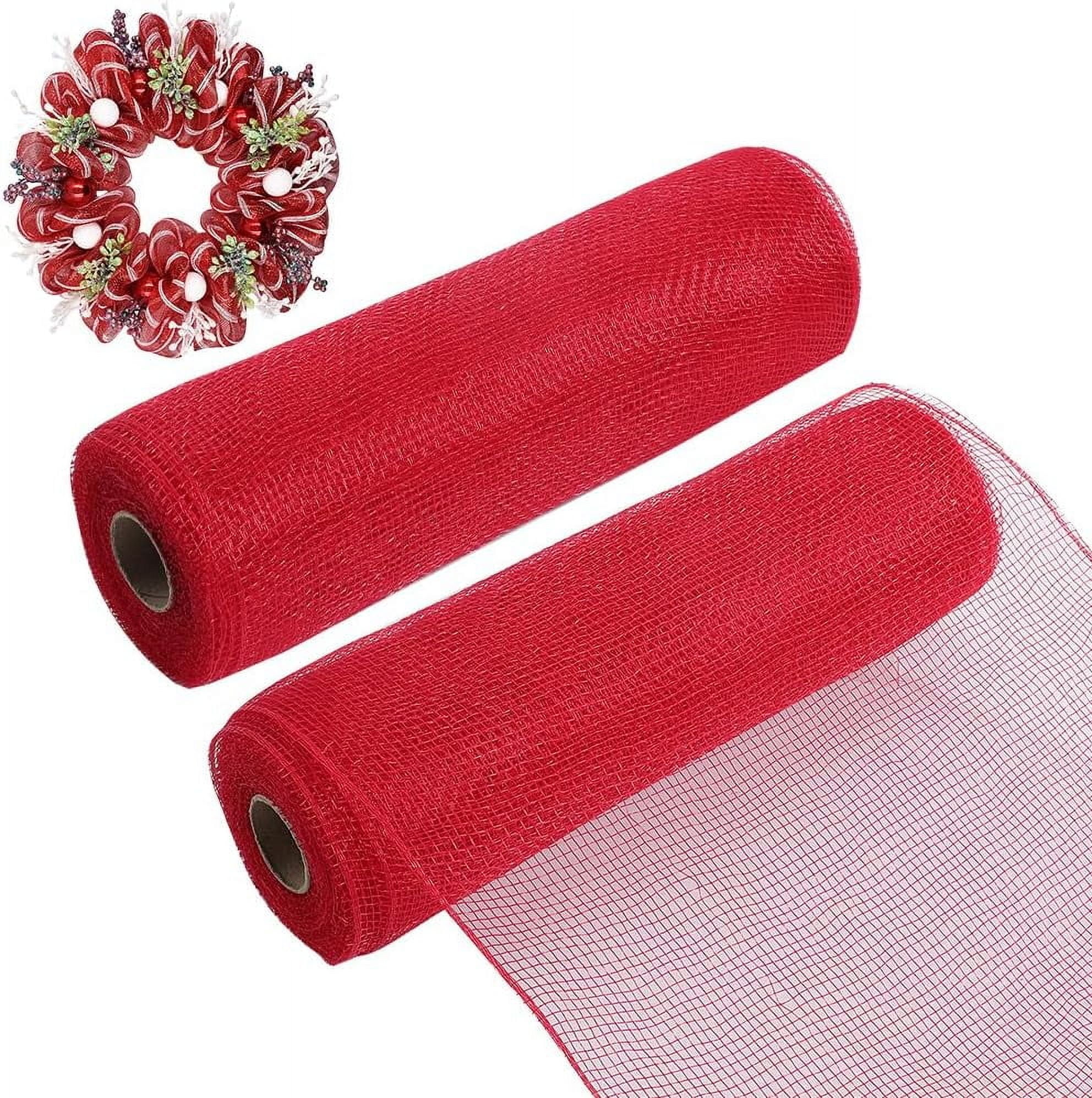 2 Rolls Deco Mesh Ribbon 10 Inch x 30 Feet New Year Valentine's Day Red ...