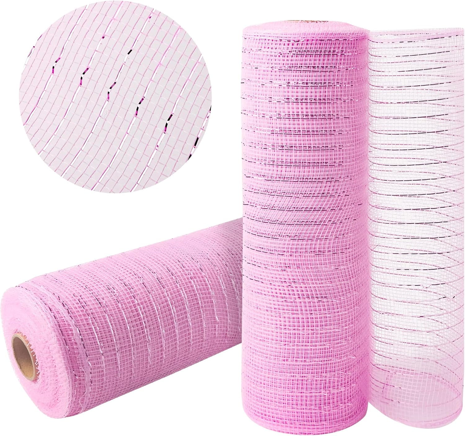 2 Rolls Deco Mesh Ribbon 10 in x 30 ft, Fabric Mesh with Foil for Mesh ...