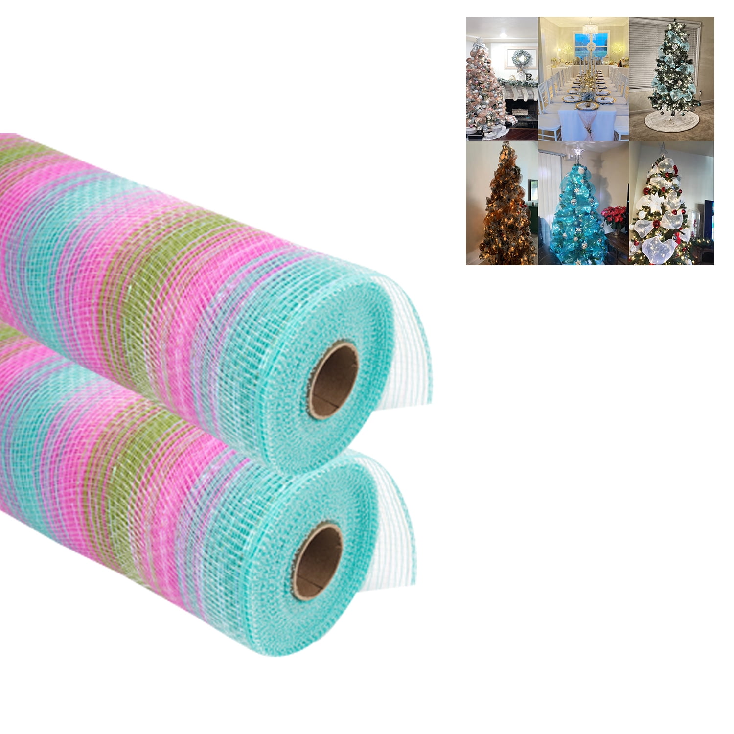 2 Rolls Decorative Mesh ribbon 10 Inch x 30 Feet(10Yard), Poly Mesh ...