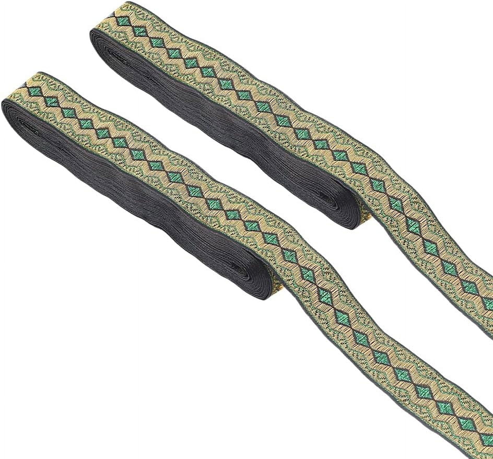 2 Rolls Ethnic Style Polyester Ribbon Jacquard Rhombus Ribbon Tyrolean ...