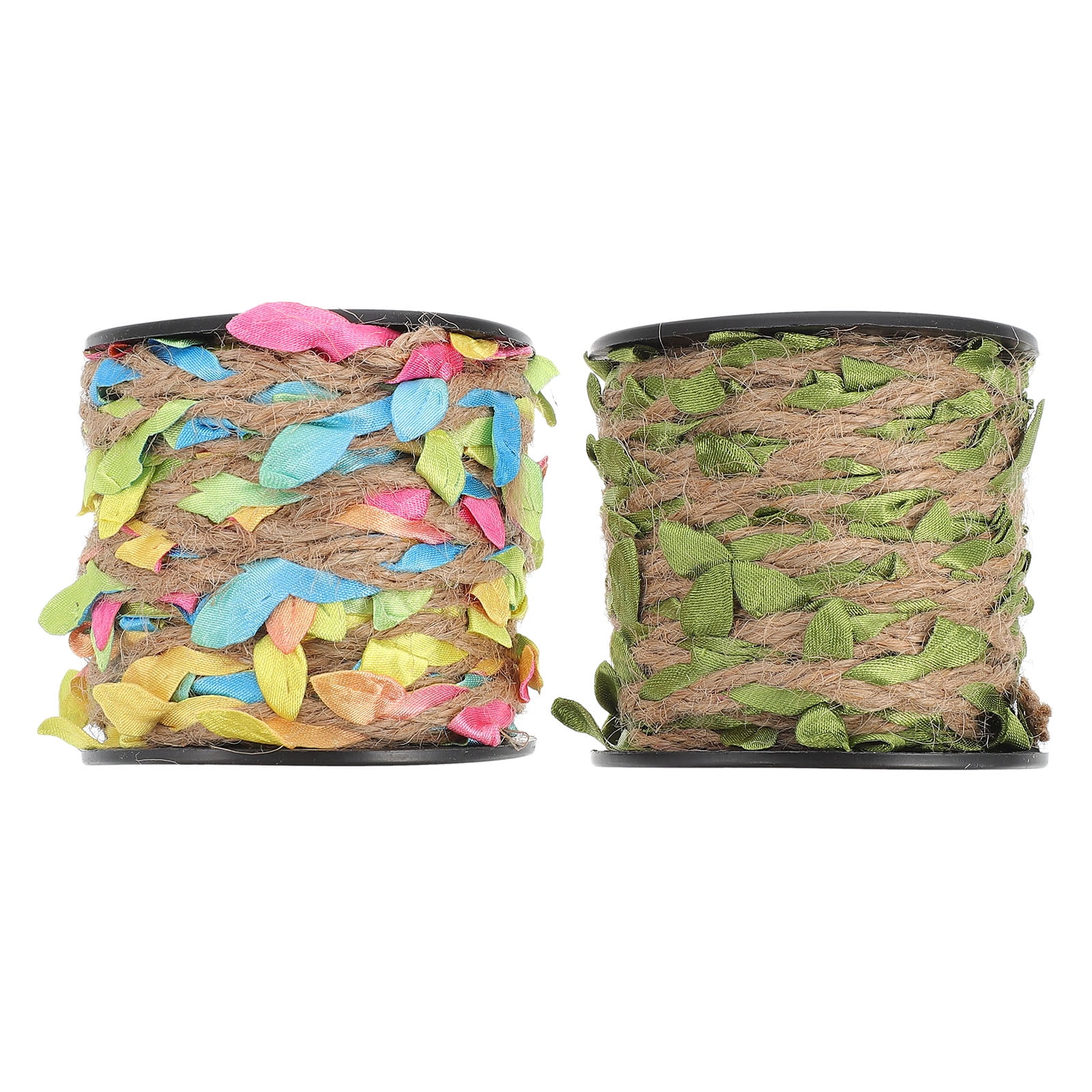 2 Rolls Fake Leaves Ropes Lace Ribbon Greenery Garland Colorful ...