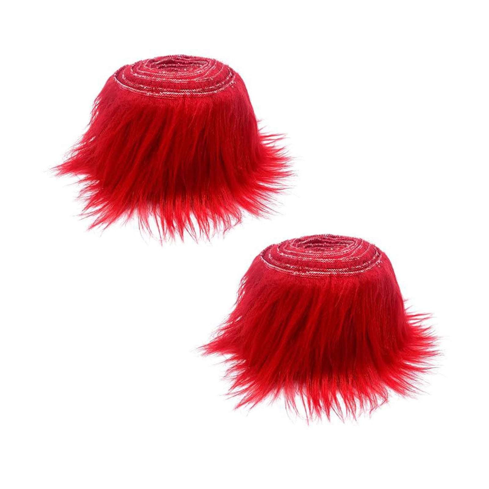 2 Rolls Faux Fur Fabric Strips Fluffy Craft Decorative Ribbon ...