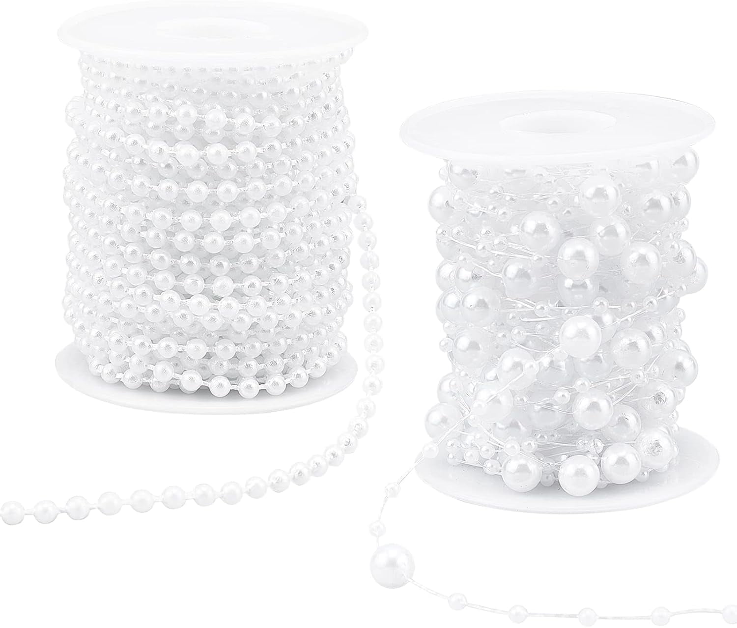 2 Rolls Faux Pearl Beads Garland Pearls String 2 Styles Pearls Bead ...
