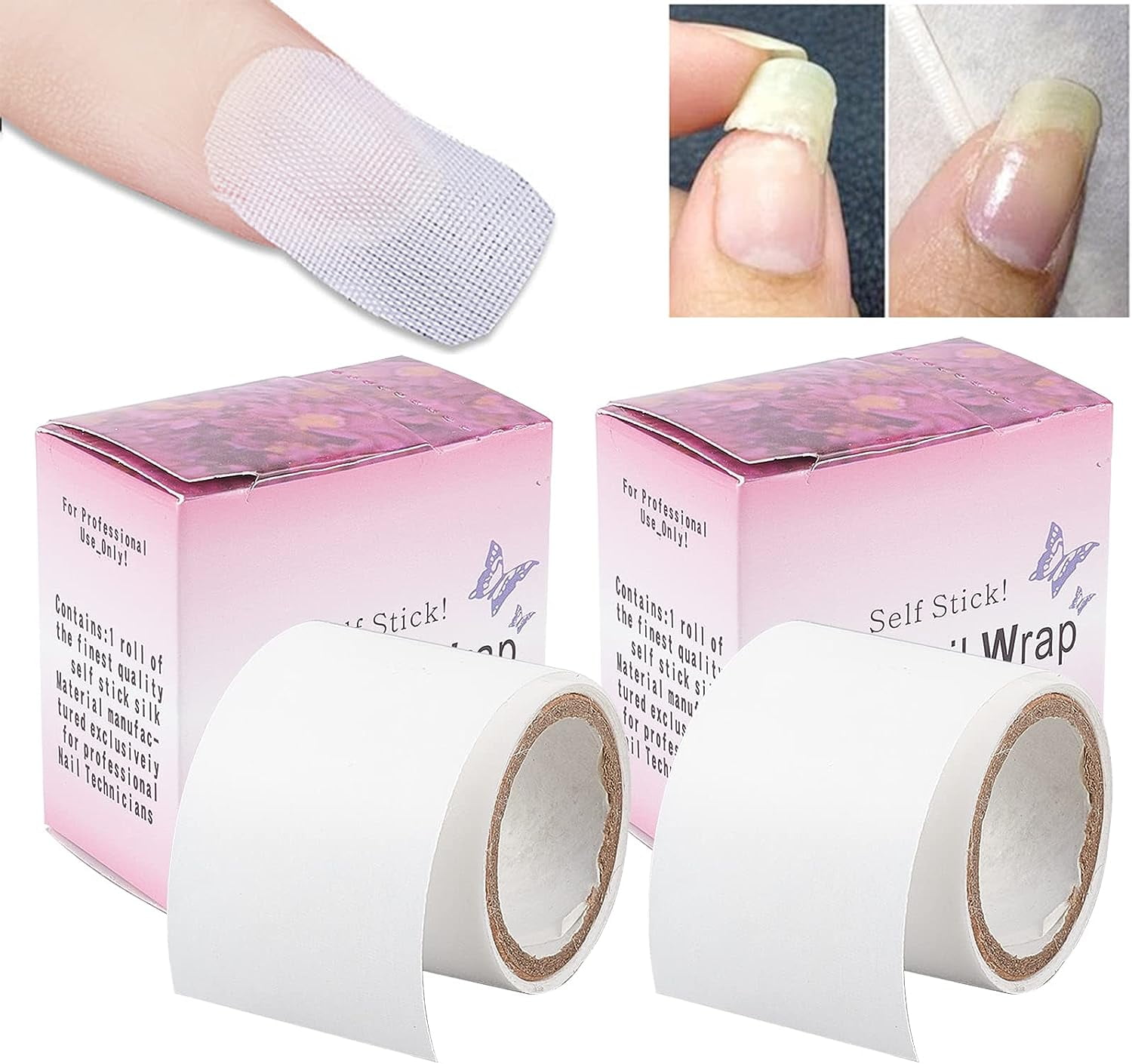 2 Rolls Fiberglass Silk Nail Wrap Self Adhesive, Bandage Tape Easy ...