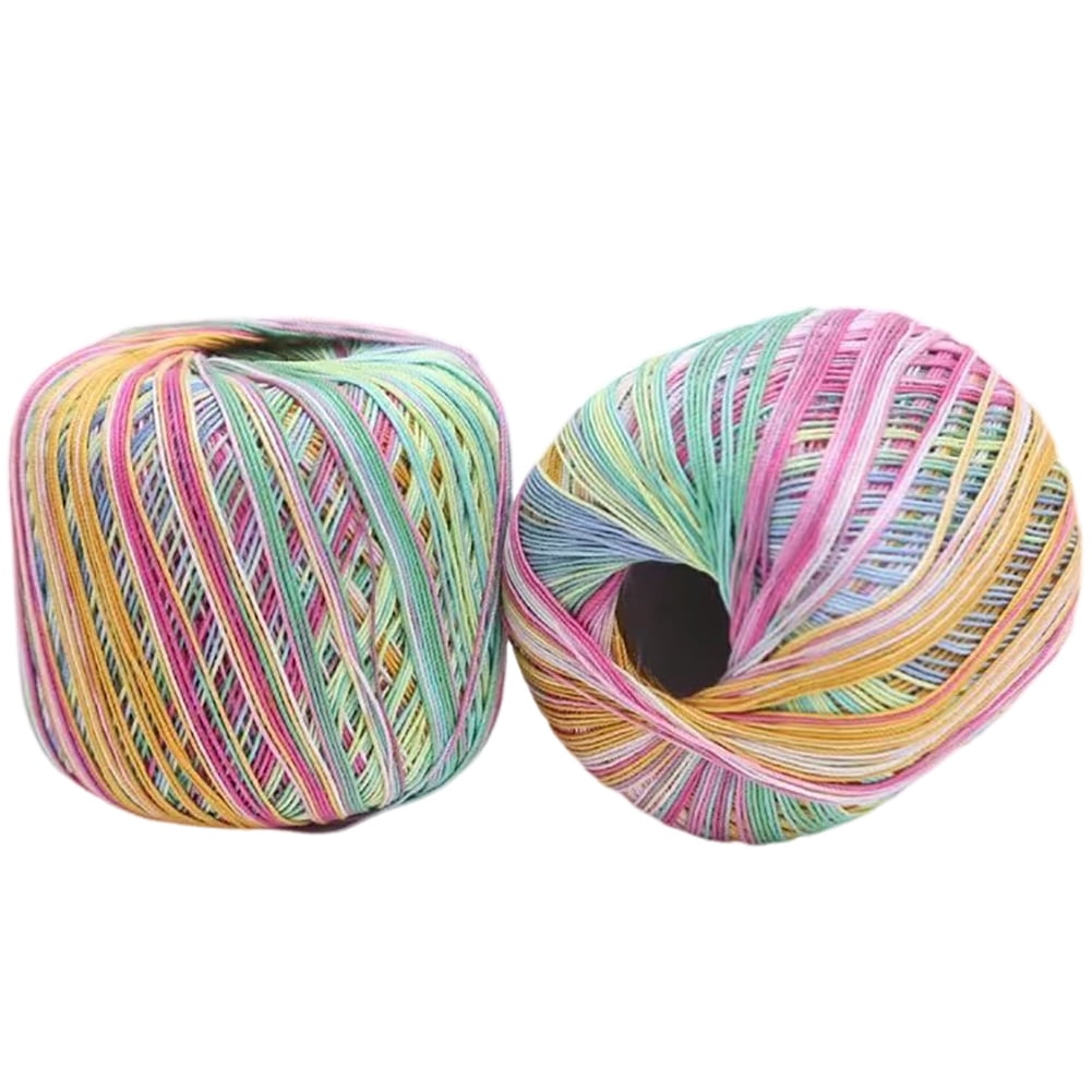 2 Rolls Fine Cotton Yarn Segmental Dyed Silk Thread for Crochet and ...
