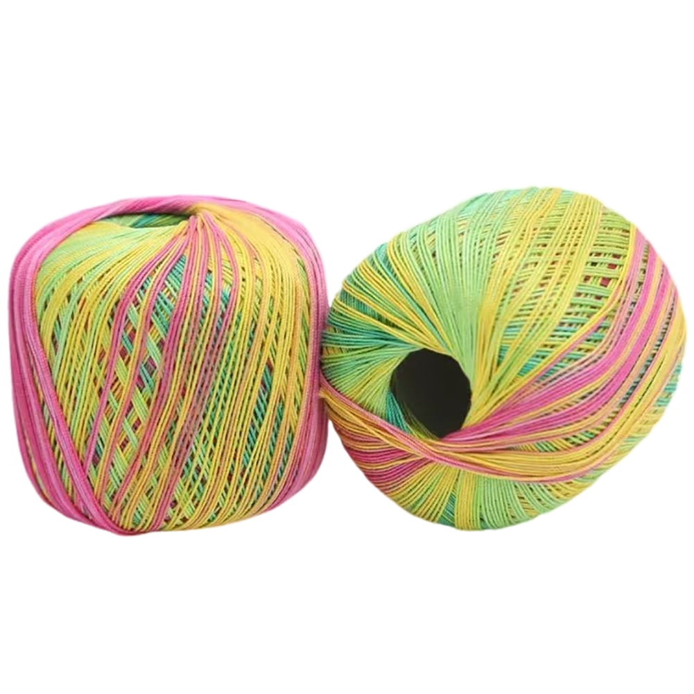 2 Rolls Fine Cotton Yarn Segmental Dyed Silk Thread for Crochet and ...