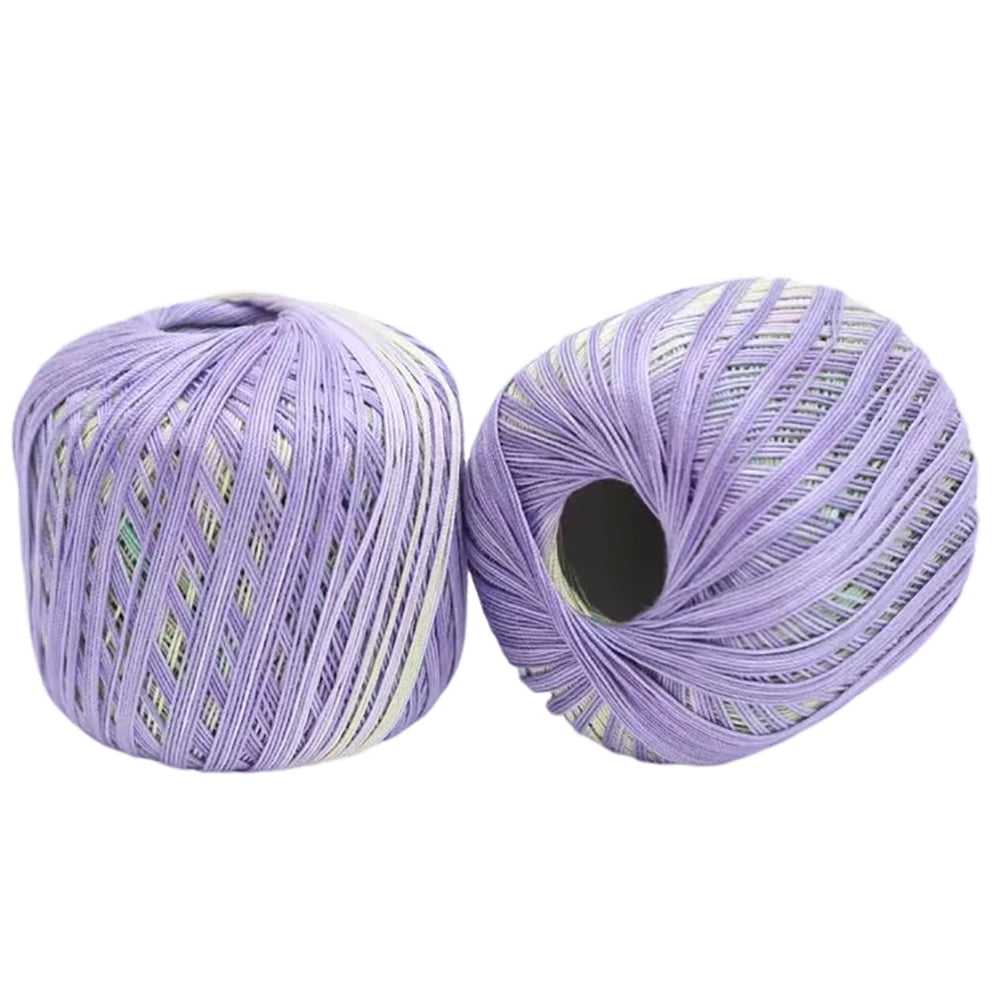 2 Rolls Fine Cotton Yarn Segmental Dyed Silk Thread for Crochet and ...